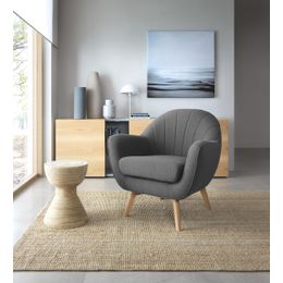 Sessel Trendmanufaktur, B:83cm H:85cm T:80cm, grau, 92% Polyester, 8% Nylon, Wohnzimmer, Sessel, "Fuelta, Loungesessel, organische Formensprache,