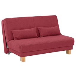 Schlafsofa Home Affaire, B:140cm H:86cm T:95cm, rot, Chenille (100% Polyester), Jugendzimmer, Sofas, "Gina", vom Sofa zum Bett mit einem Handgriff,
