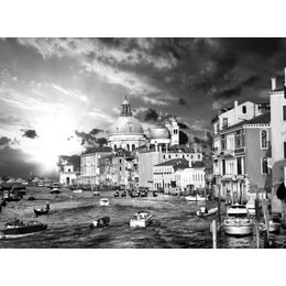 papermoon Fototapete "Venedig Schwarz & Wei&szlig;", B/L: 3,5m x 2,6m, Bahnen: 7 Stk., schwarz, Schlafzimmer, Tapeten