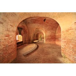papermoon Fototapete "ARCHITEKTUR-STEINWAND", B/L: 4m x 2,6m, Bahnen: 8 Stk., bunt, Schlafzimmer, Tapeten