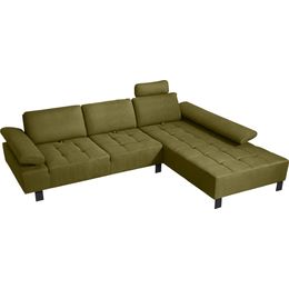 Ecksofa Alina, B:270cm H:103cm T:223cm, gr&uuml;n, Struktur fein XBO (100% Polyester), Wohnzimmer, Sofas, "Royce", inklusive Sitztiefenverstellung, 270 cm