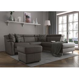 Sit & More Ecksofa SIT & MORE, B:252cm H:84cm T:216cm, braun, Wohnzimmer, Sofas, "Freetown L-Form", inklusive Kopfteilverstellung und komfortablem Federkern