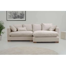 Ecksofa Home Affaire, B:266cm H:80cm T:153cm, beige, 100% Polyester, Wohnzimmer, Sofas, "Coray", Breite 266 cm, extra weich und kuschelig, mit Federn