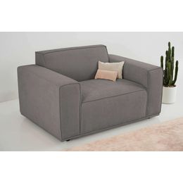 Loveseat Home Affaire, B:140cm H:75cm T:96cm, grau, 100% polyester, Sessel, "Avelin, 1.5 Sitzer, 140 cm, Chenille, Struktur-Boucle", mit