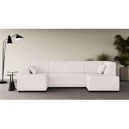 Wohnlandschaft Home Affaire, B:296cm H:80cm T:162cm, beige, 100% Polyester, Sofas, "TAMMO", U-Form