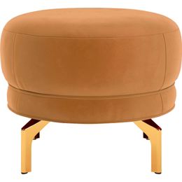 Sit & More Polsterhocker SIT & MORE, B:63cm H:46cm T:63cm, gold, 100% Polyester, Hocker, "Orient 3", goldfarbene Metallf&uuml;&szlig;e