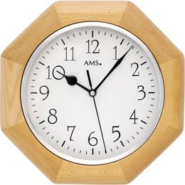 AMS Funkwanduhr "F5512/18", B/H/L: 27cm x 5cm x 27cm, braun, Wanduhren, Quarz,Holz,Buche,Wohnzimmer,Esszimmer,K&uuml;che,Arbeitszimmer,B&uuml;ro,Flur