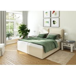 Polsterbett Maintal, B:187cm L:215cm, beige, Struktur fein (100% Polyester), Betten, "Lyara", wahlweise ohne Matratze oder mit 3 Matratzenarten zur