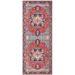 Teppich ELLE DECORATION, B:80cm H:5mm L:200cm, rot, Polyester, Wohnzimmer, Teppiche, "Hamadan", Orientalisch, L&auml;ufer, Kurzflor, Wohnzimmer,