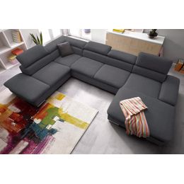 Sit & More Wohnlandschaft SIT & MORE, B:350cm H:94cm T:226cm, grau, Struktur fein (97% Polyester, 3% Polyamid);Luxus-Microfaser ALTARA NUBUCK (95% Polyester, 5%