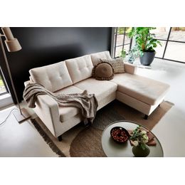 Ecksofa, B:189cm H:81cm T:150cm, beige, ATLANTIC HOME COLLECTION, Wohnzimmer, Sofas, "Tea L-Form", Ecksofa, frei im Raum stellbar und Recamiere
