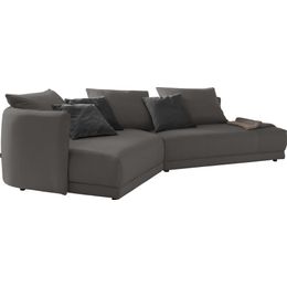 Ecksofa DESIGNWERK, B:333cm T:179cm, grau, 100% Polyester, Wohnzimmer, Sofas, "New York L-Form, anmutendes Designsofa", mit moderner R&ung im R&uuml;cken