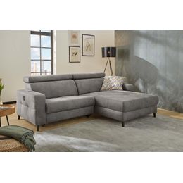 Jockenh&ouml;fer Ecksofa, B:247cm T:100cm, grau, JOCKENH&Ouml;FER GRUPPE, Korpus: 100% Polyester;Kissen: 80% Polyester, 20% Baumwolle, Wohnzimmer, Sofas, "Doppio L-Form