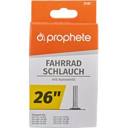 Prophete Fahrradschlauch "Fahrradschlauch", 48mm, Autoventil (AV), 26 Zoll (66,04cm), schwarz, Fahrradschl&auml;uche