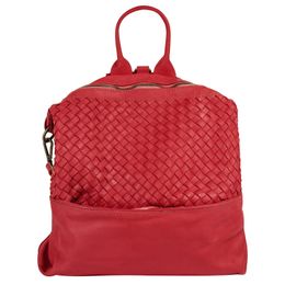 Samantha Look Damen Cityrucksack, rot, Leder, Rindsleder, Rucks&auml;cke, echt Leder, Made in Italy
