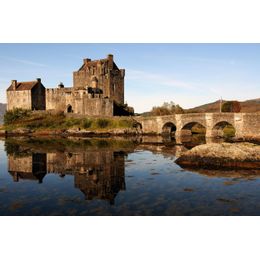 papermoon Fototapete "EILEAN DONAN SCHLOSS-SCHOTTLAND HIGHLANDS BURG MAUER", B/L: 4m x 2,6m, Bahnen: 8 Stk., bunt, Schlafzimmer, Tapeten