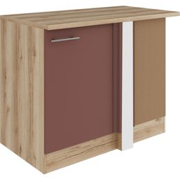 Eckunterschrank Optifit, B:100cm H:84,8cm T:60cm, rot, Holzwerkstoff, K&uuml;che, Schr&auml;nke, "Bella", Breite 100 cm, zur Weitergestaltung mit einem