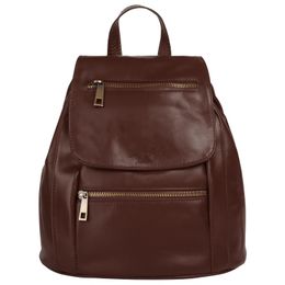 Samantha Look Damen Cityrucksack, braun, Leder, Rindsleder, beschichtet, leicht gl&auml;nzend, Rucks&auml;cke, echt Leder, Made in Italy