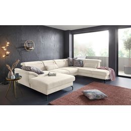 Sit & More Wohnlandschaft SIT & MORE, B:343cm H:80cm T:235cm, beige, Sofas, "Percy U-Form", 15 cm Fu&szlig;h&ouml;he, Sitztiefenverstellung, wahlweise in 2 Fu&szlig;farben