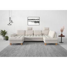 Sit & More Wohnlandschaft SIT & MORE, B:338cm H:88cm T:172cm, beige, 90% Polyester 10%Polyamid, Sofas, "Westham U-Form", wahlweise mit Bettfunktion, Bettkasten,