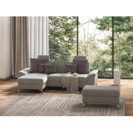 Sit & More Ecksofa SIT & MORE, B:277cm H:89cm T:170cm, grau, Wohnzimmer, Sofas, "Padua L-Form", inklusive Sitztiefenverstellung, Armteilfunktion und Federkern