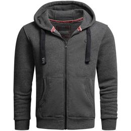 Herren Sweatjacke "ASLomborio", grau, Gr. S, Alessandro Salvarini, Obermaterial: 65% Baumwolle, 35% Polyester, Sweatjacken, warme Kapuzenjacke