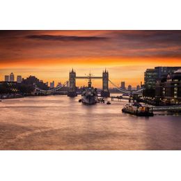 papermoon Fototapete "London Fluss", B/L: 4m x 2,6m, Bahnen: 8 Stk., bunt, Schlafzimmer, Tapeten