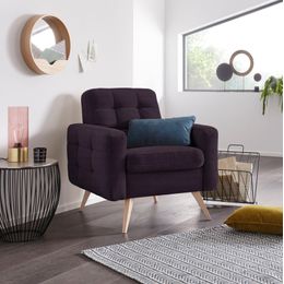 Sessel, B:81cm H:87cm T:78cm, lila, exxpo - SOFA FASHION, Samtvelours (100% Polyester);Webvelours (100% Polyester), Wohnzimmer, Sessel, "Nappa,