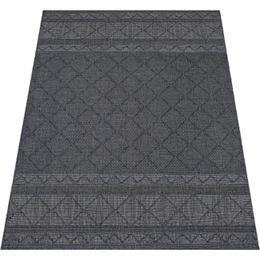 Teppich Paco Home, B:240cm H:4mm L:340cm, grau, Polypropylen, Wohnzimmer, Teppiche, "Vermont 191", Flachgewebe, modernes Design mit Rauten, gesteift,