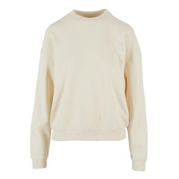 Sweater Urban Classics "Urban Classics Damen Ladies Oversized Light Terry Crewneck", Damen, Gr. XS, beige (sandwei&szlig;), 70% Baumwolle, 30% Polyester, unifarben, Rundhals, Sweatshirts Sweater