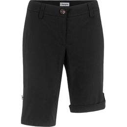 bonprix Damen Bermudas "Stretch Bermuda", schwarz, Gr. 44, unifarben, Web, Obermaterial: 97% Baumwolle, 3% Elasthan, Hosen, mit krempelbaren Beinen,