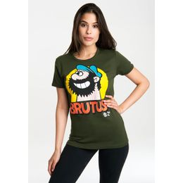 logoshirt Damen T-Shirt "Brutus - Pop Art", gr&uuml;n, Gr. XS, bedruckt, 100% Baumwolle, Shirts, mit lizenziertem Originaldesign