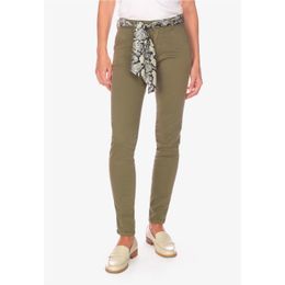 Damen Chinohose "DYLI 5", gr&uuml;n, Gr. 26, Le Temps Des Cerises, unifarben, 98% Baumwolle, 2% Elasthan, Hosen, mit paspelierten Ges&auml;&szlig;taschen