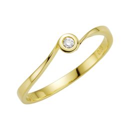 OROLINO Damen Fingerring "Gold 585 mit Brillant 0,03ct.", 054 (17,2), 0,03 SI = kleine Einschl&uuml;sse, Gold, gelb, Gold, Fingerringe