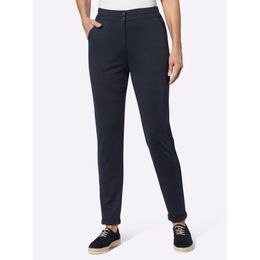 Inspirationen Damen Jerseyhose, blau, Gr. 19, unifarben, 76% Polyester, 20% Viskose, 4% Elasthan, Hosen