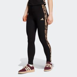 Damen Trainingstights "W AOP LEG"schwarz, multicolor, warm sandstone, Gr. XS, adidas Sportswear, Obermaterial: 90% Baumwolle, 10% Elasthan, Hosen,