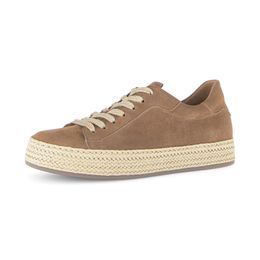 Gabor Damen Plateausneaker, Gr. 40braun, Ziegenveloursleder, Schuhe, Freizeitschuh, Halbschuh, Schn&uuml;rschuh mit Ziern&auml;hten