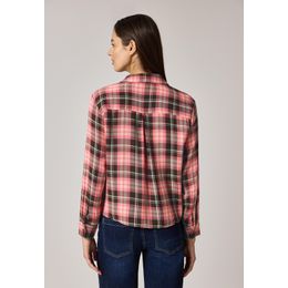 Street One Damen Langarmbluse, rosa, Gr. 40, kariert, Stoff, 100% Viskose, Blusen, aus softer Viskose