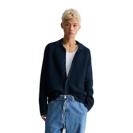 Marc O'Polo Herren Cardigan "mit markanter Struktur"navy teal, Gr. L, MARC O'POLO DENIM, unifarben, Obermaterial: 100% Baumwolle, Strickjacken