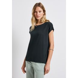 T-Shirt Street One, Damen, Gr. 34, gr&uuml;n (pine grove gr&uuml;n), Web, 50% Modal, 50% Baumwolle, unifarben, normal normal, U-Boot-Ausschnitt, B&uuml;ndchen, Shirts T-Shirt, im soften Baumwoll-Mix