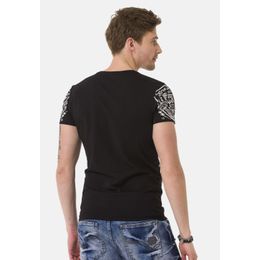 Cipo & Baxx CIPO & BAXX Herren T-Shirt "T-Shirt", schwarz, Gr. S, bedruckt, 95% Baumwolle, 5% Elasthan, Shirts, mit gro&szlig;em Frontprint ein echtes Highlight