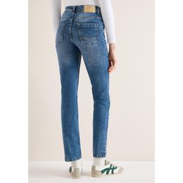 Cecil Damen Straight-Jeans, blau, Gr. 33, unifarben, Jeans, 78% Baumwolle, 20% Polyester, 2% Elasthan, Jeans, High Waist