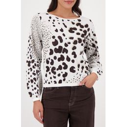 Strickpullover monari "Pullover Leojacquard", Damen, Gr. 34, dk chocola gem, Strick, Obermaterial: 46% Viskose, 39% Baumwolle, 15% Polyester, gemustert, regular fit taillenbedeckt, U-Boot-Ausschnitt, eingesetzt Rippb&uuml;ndchen, Pullover Strickpullover, Regular fit mit Leojacquard