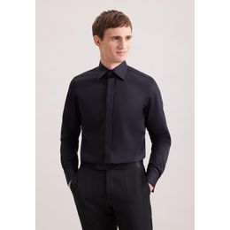 Smokinghemd Seidensticker, Herren, Gr. M (40), normale &Auml;rmell&auml;ngen, schwarz, 100% Baumwolle, unifarben, tailored fit, Doppelmanschette, Hemden, Gala Uni