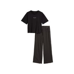 Marc O'Polo MARC O'POLO Damen Pyjama "Mix N Match Cotton", Gr. Lschwarz, schwarz geo print, Single Jersey, Obermaterial: 100% Baumwolle, Homewear-Sets, Shirt mit