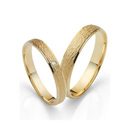 Firetti Damen Trauring "Schmuck Geschenk Gold 750 Hochzeit Ehering "LIEBE"", 72, 0,01 SI = kleine Einschl&uuml;sse mit Brillant, Gelbgold 375, 3mm, gold,