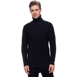 Rusty Neal Herren Rollkragenpullover, blau, Gr. L, unifarben, 50% Baumwolle, 50% Polyacryl, Pullover, mit kuscheligem Rollkragen