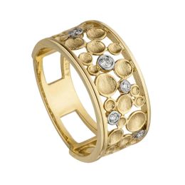 Jobo Damen Fingerring "Breiter Ring mit 5 Diamanten", 60, SI = kleine Einschl&uuml;sse, Diamanten Gelbgold 585, gelb, Diamanten, Gelbgold 585,