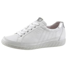 Gabor Damen Sneaker "YORK", Gr. 40, silber, Kalbsleder, Lederimitat, unifarben mit Farbeinsatz, Schuhe, mit modischer Ziersteppung, Freizeitschuh,