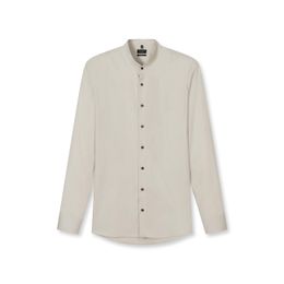 Businesshemd OLYMP "OLYMP No. Six, super slim, Stehkragen", Herren, Gr. 37, Normaler Arm, beige (taupe), 100% Baumwolle, Hemden